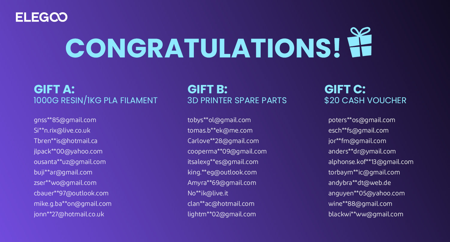 April Giveaway Week - Winner List – ELEGOO US